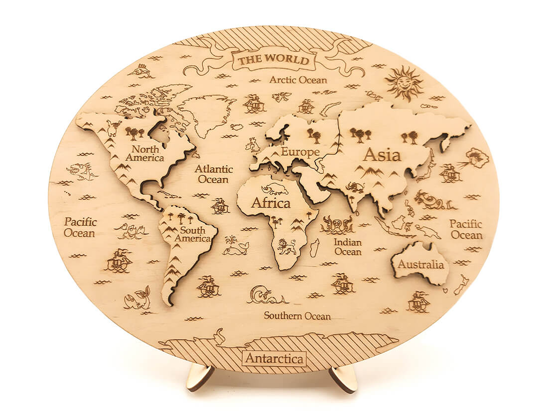 Wooden puzzle - maps | Engrave